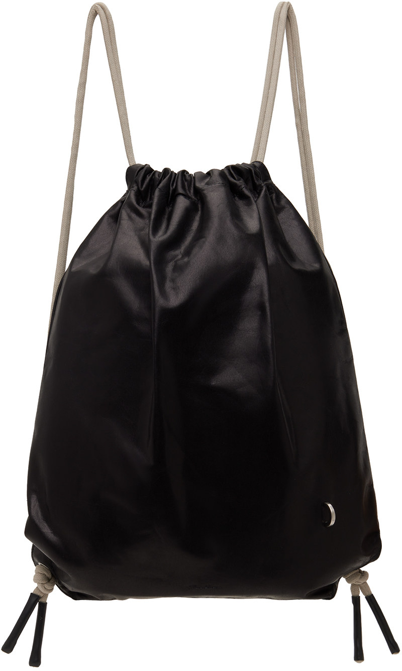 Rick Owens Drawstring Backpack In 0908 Black/Pearl - 20% Off